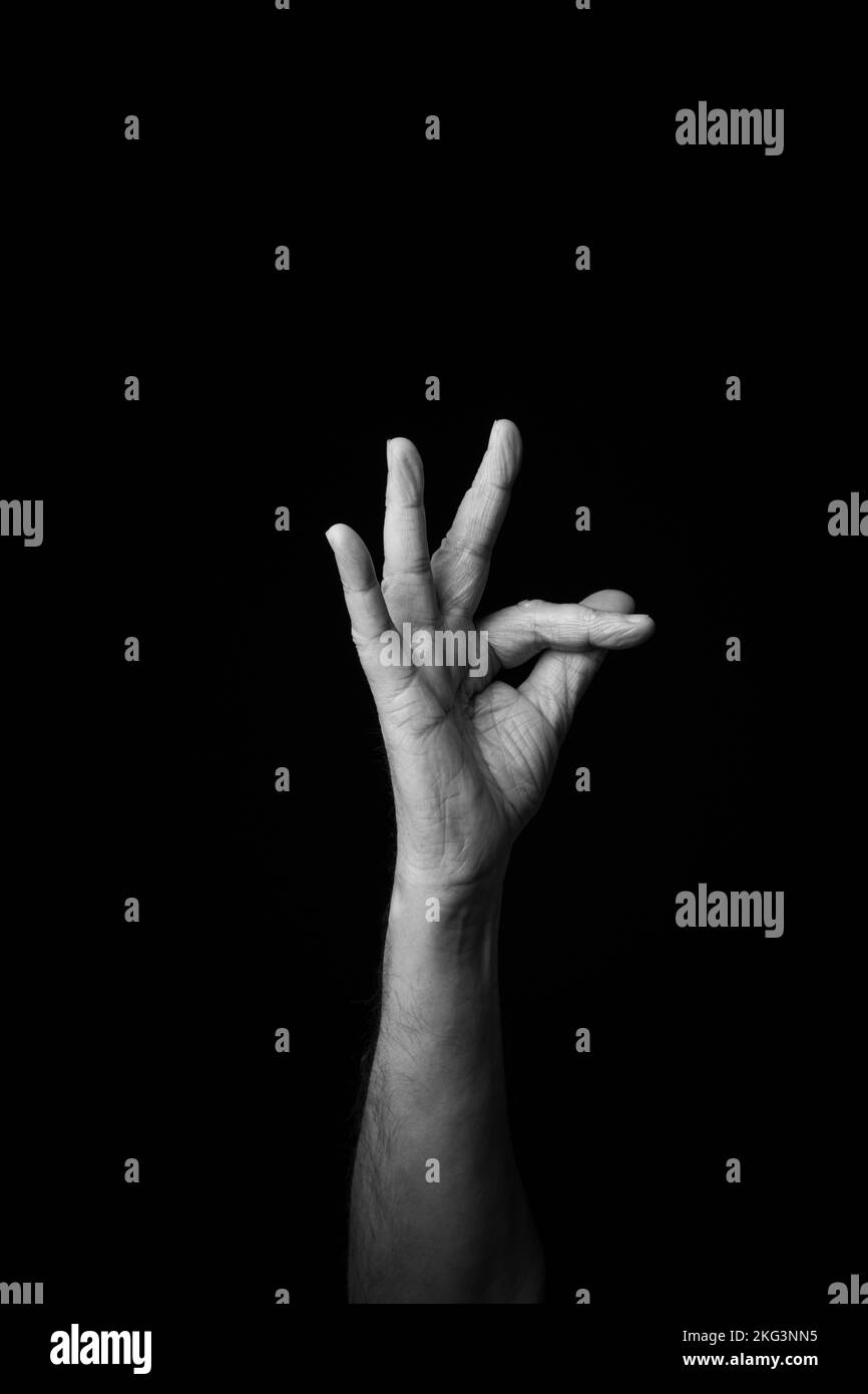 Hand sign language alphabet f hi-res stock photography and images - Alamy