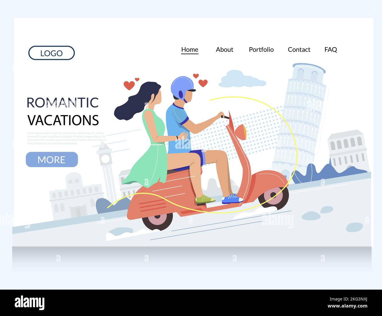 Romantic vacation vector website template, web page and landing page ...