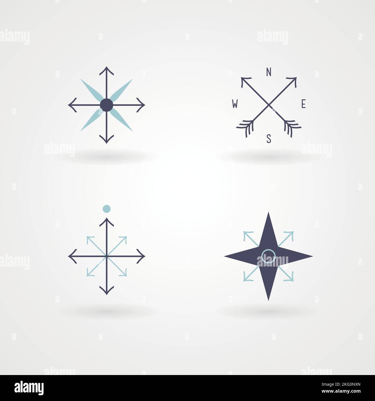 Icon set: wind rose. Minimalist pictograms. Vector illustration, flat ...