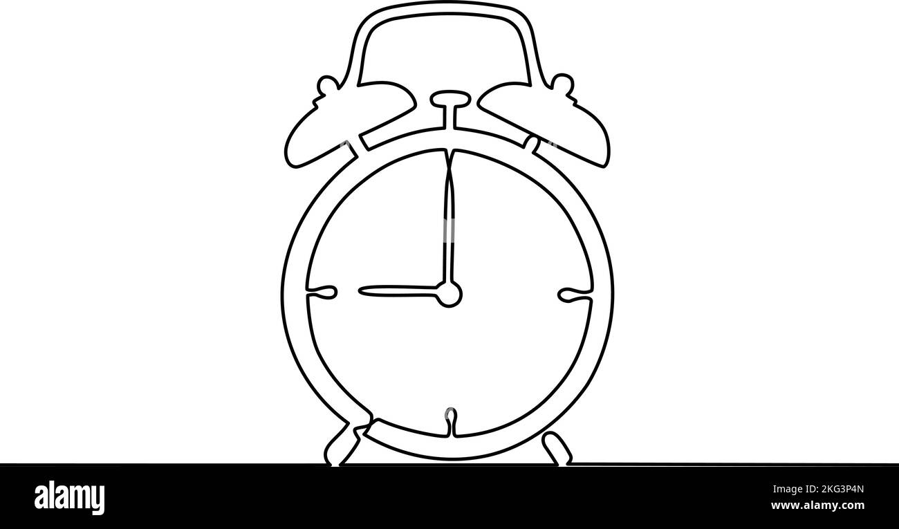 Alarm clock continuous line vector illustration. Deadline, time to wake ...