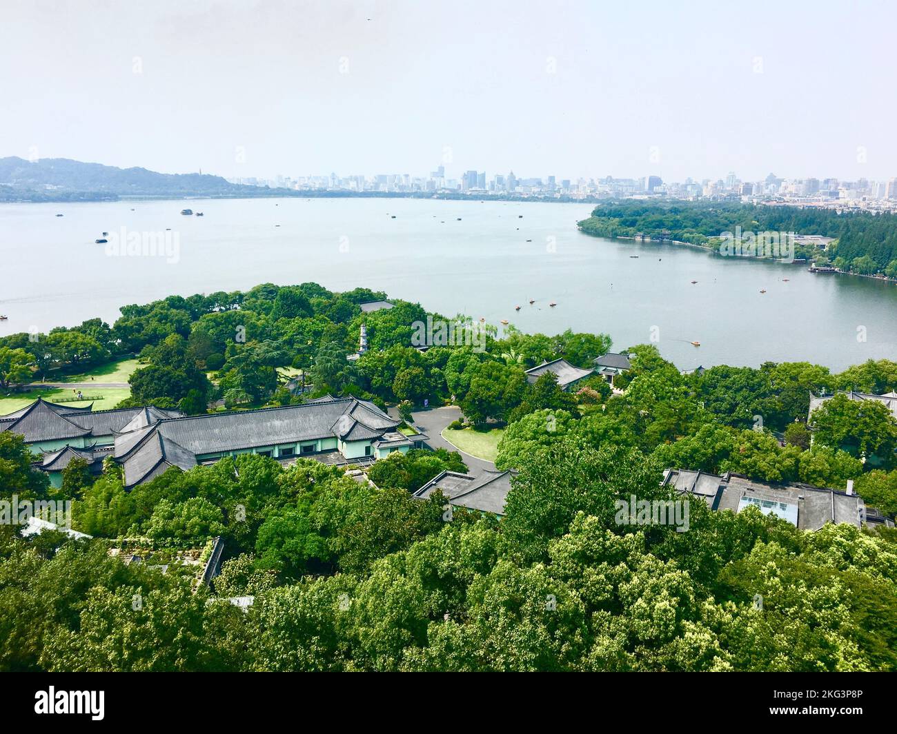 An aerial view of the beauty of West lake Stock Photo - Alamy