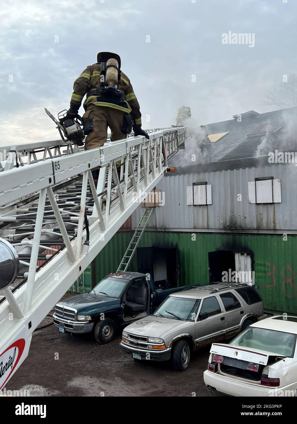 A fire fighter assigned to the Duluth Fire Department responds to a ...