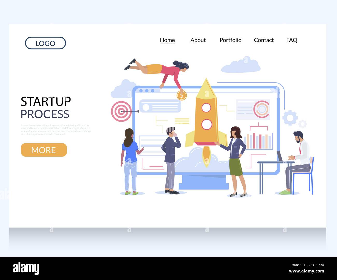 Startup process vector website template, web page and landing page ...