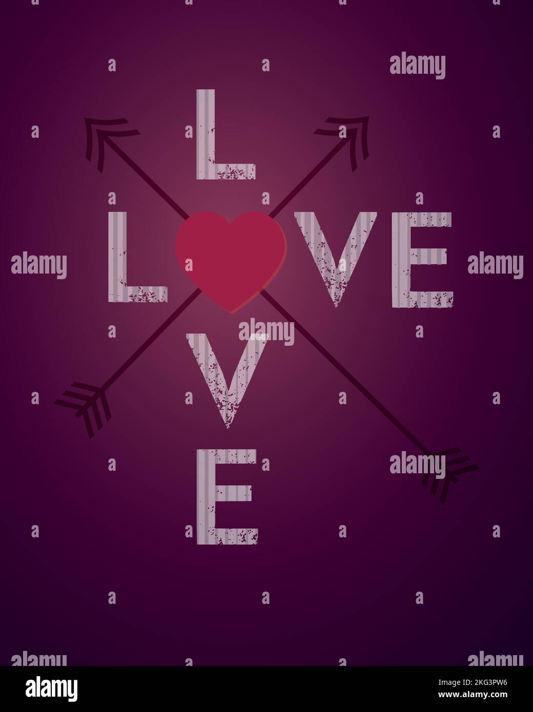 Love background. Heart shape. Arrows crossed. Vector illustration, flat ...