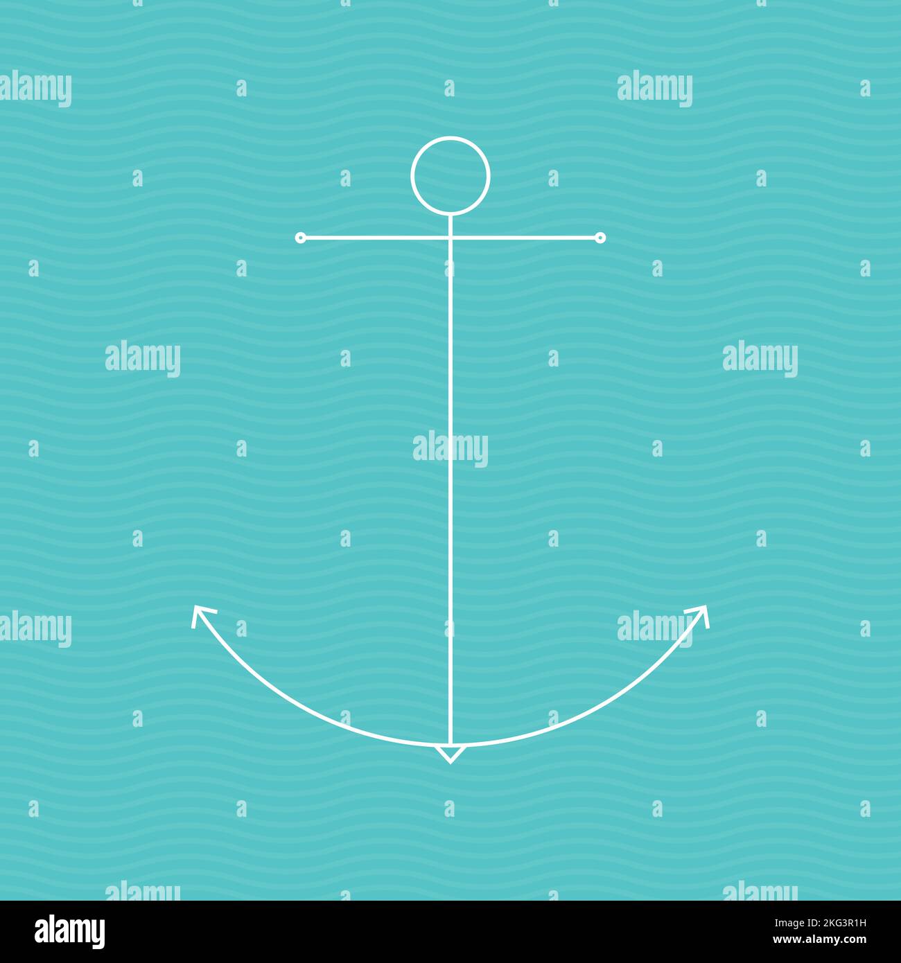 Minimal anchor icon. Fine white line. Vector illustration, flat design ...