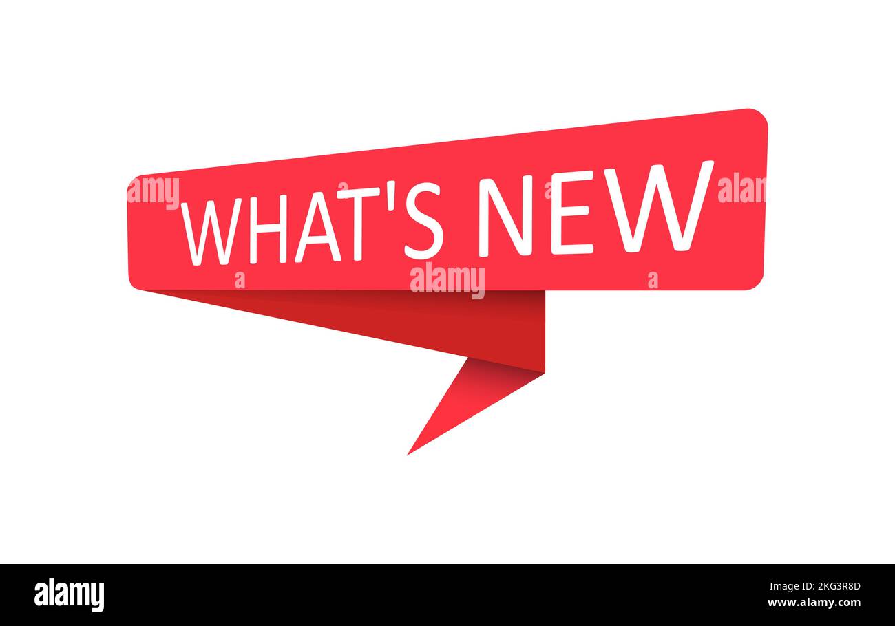 What's New. A red banner, pointer, sticker, label or speech bubble for ...
