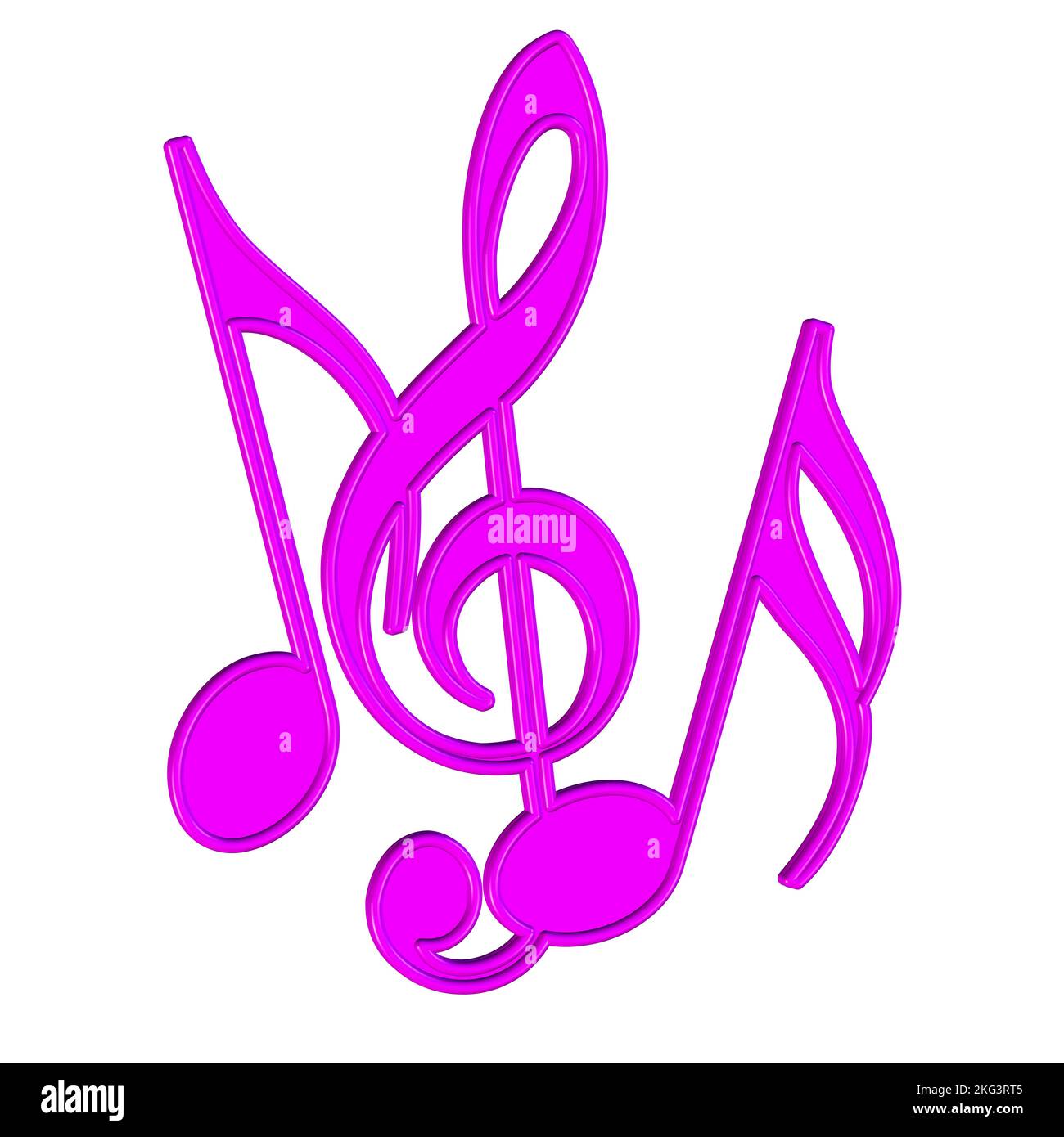 Music notes and music signs against white background, 3D illustration ...