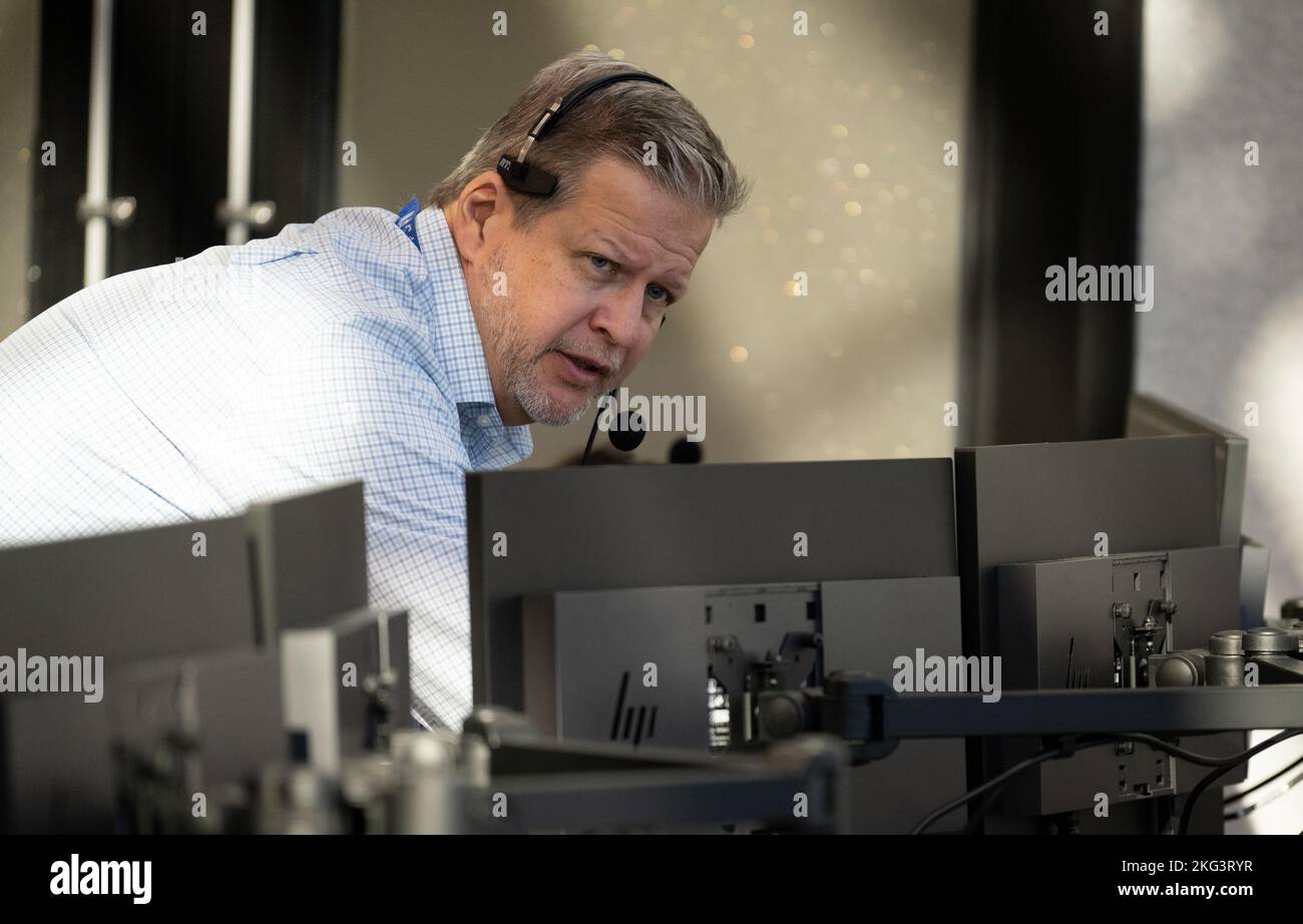 NASA mission manager David Allega participates in a dress rehearsal for ...