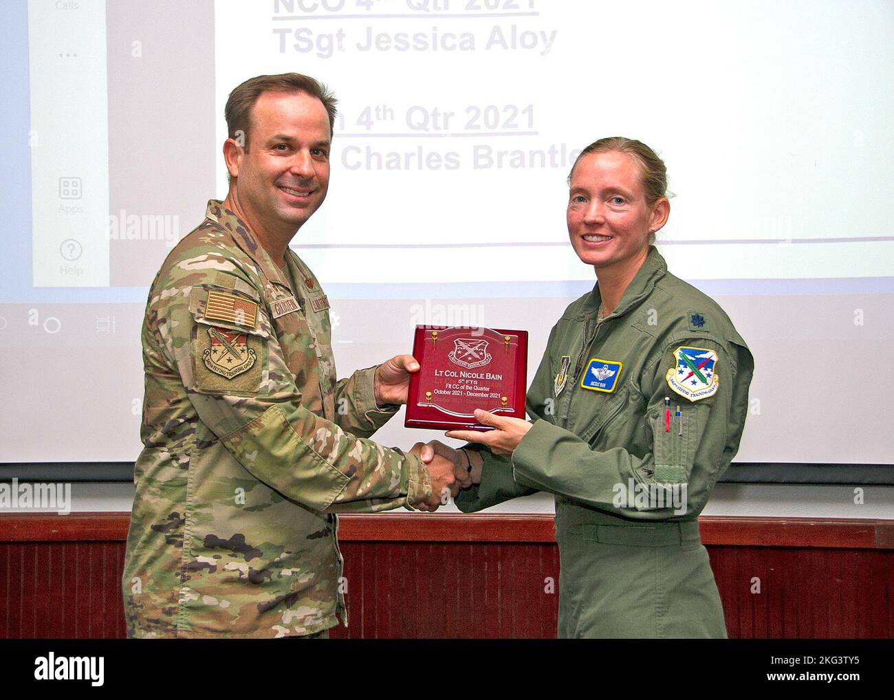 Col. Kyle Goldstein, 340th Flying Training Group commander, presents Lt ...