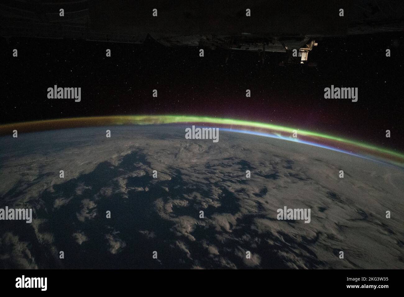 . iss068e010113 (Oct. 4, 2022) --- The aurora australis intersects ...