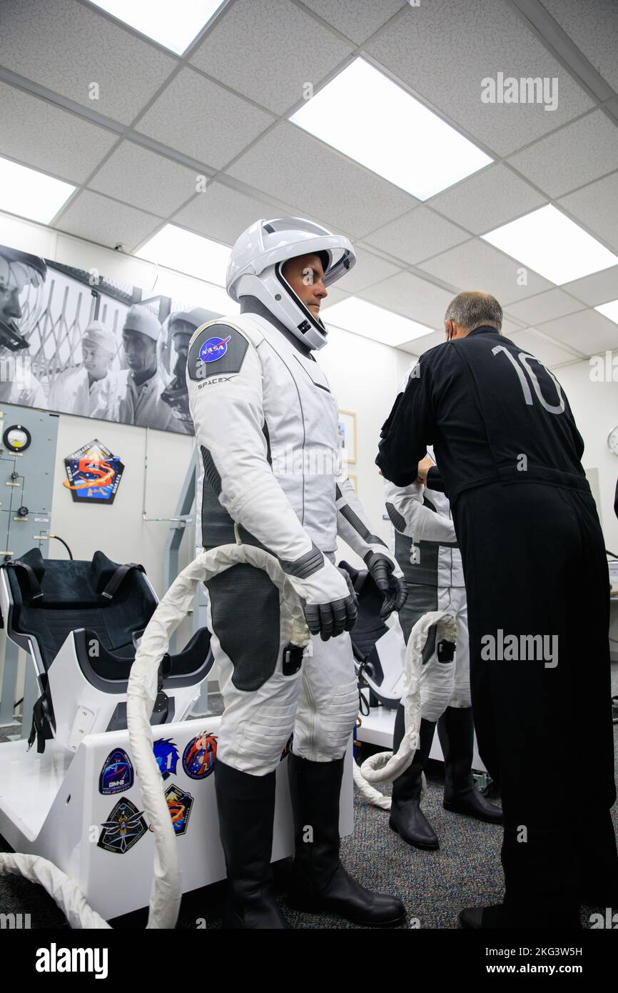 NASA astronaut Josh Cassada, pilot, is shown in his SpaceX spacesuit in ...