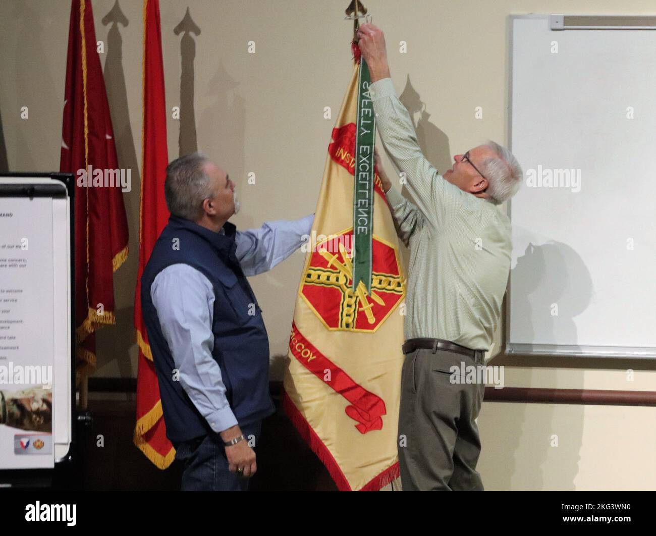 Fort McCoy Installation Safety Office Manager Randy Eddy puts the sixth ...