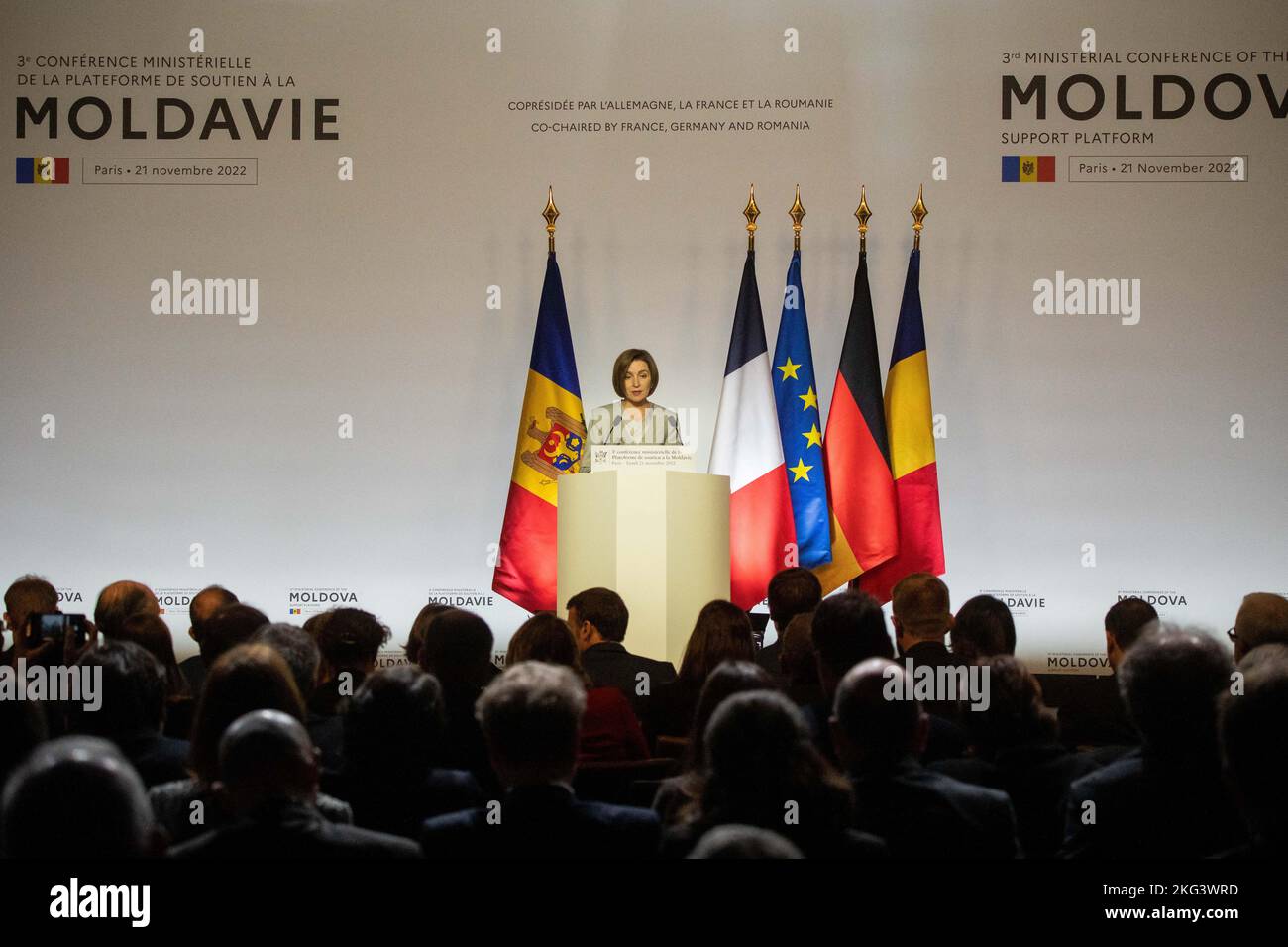 Moldovan President Maia Sandu during the third ministerial conference ...