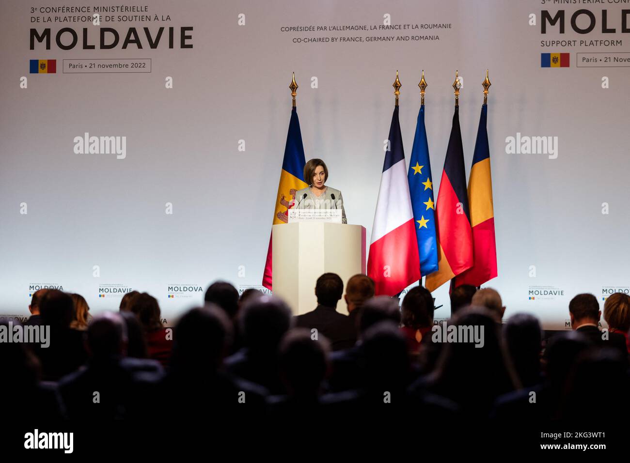 Moldovan President Maia Sandu during the third ministerial conference ...