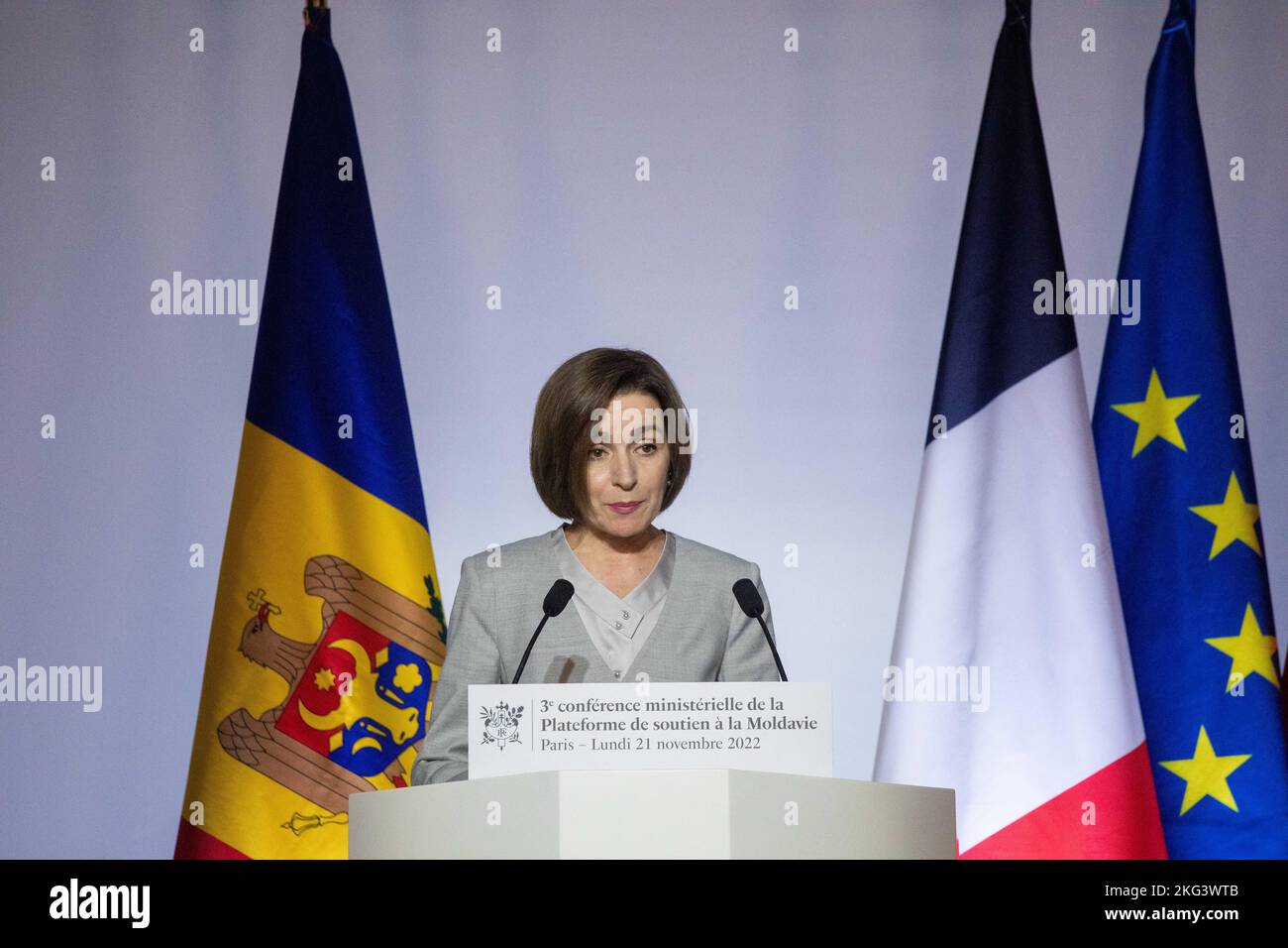 Moldovan President Maia Sandu during the third ministerial conference ...