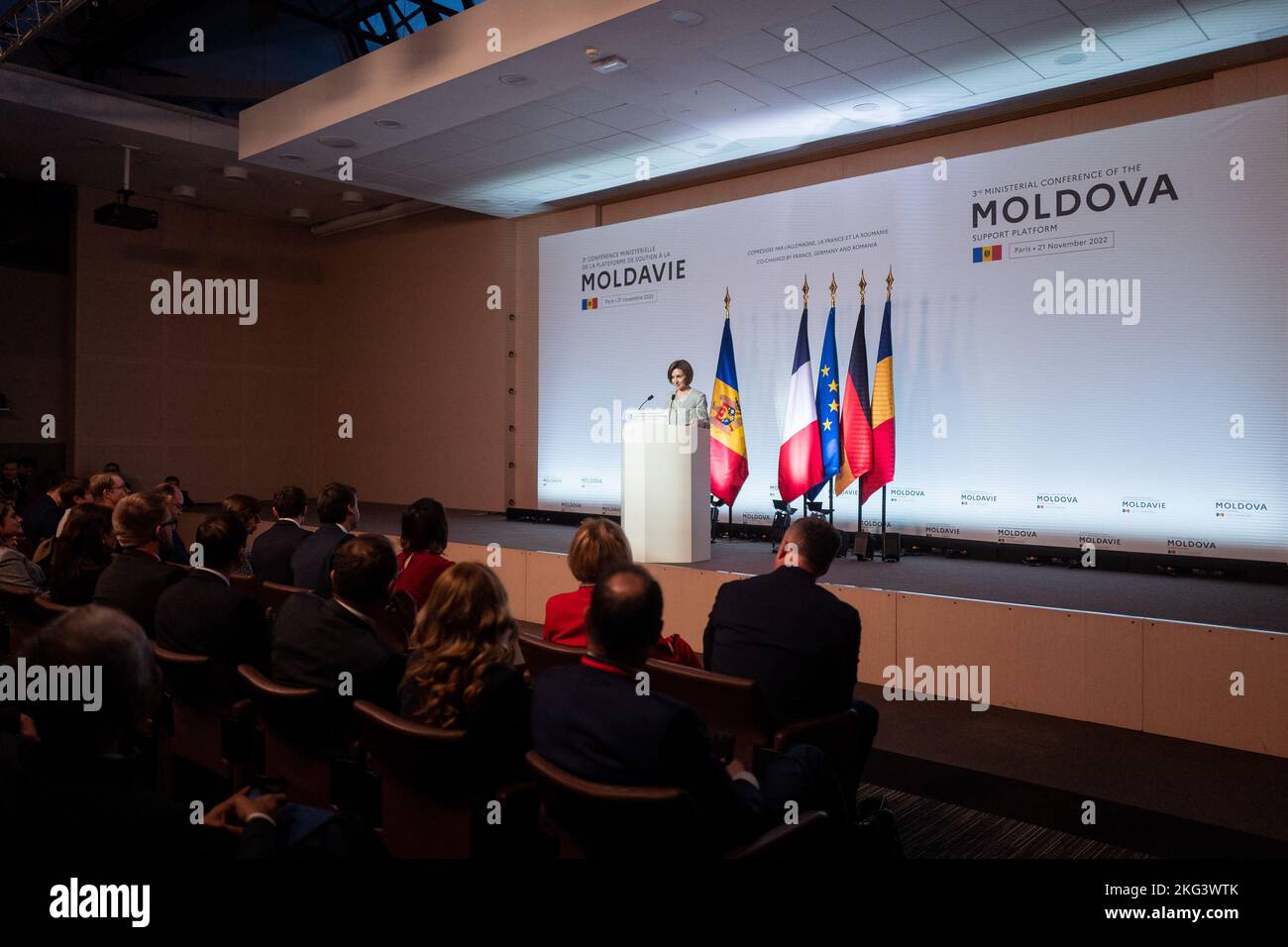 Moldovan President Maia Sandu during the third ministerial conference ...