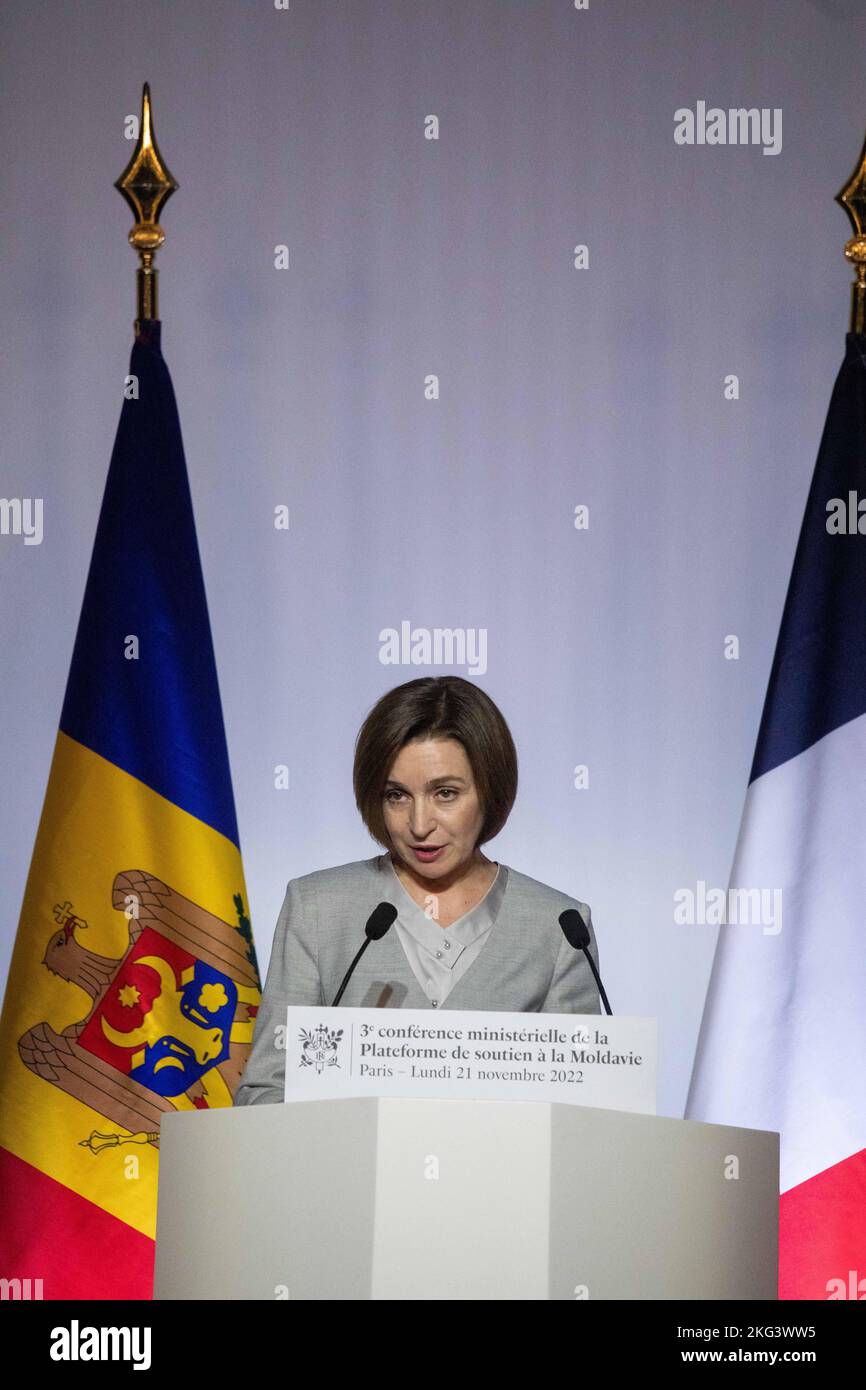 Moldovan President Maia Sandu during the third ministerial conference ...