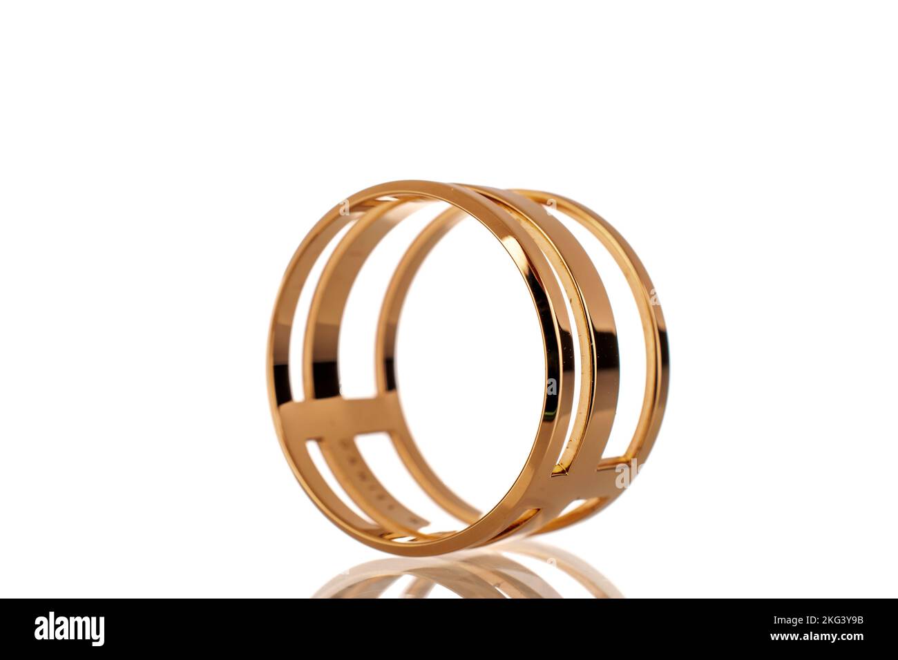 One gold ring, macro, isolated on white background Stock Photo - Alamy