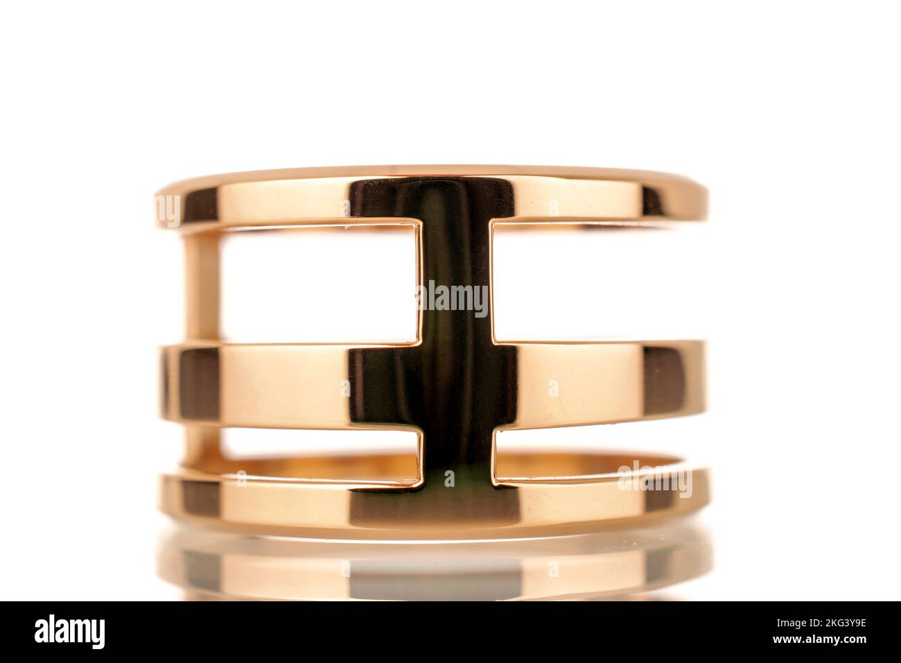 One gold ring, macro, isolated on white background Stock Photo - Alamy