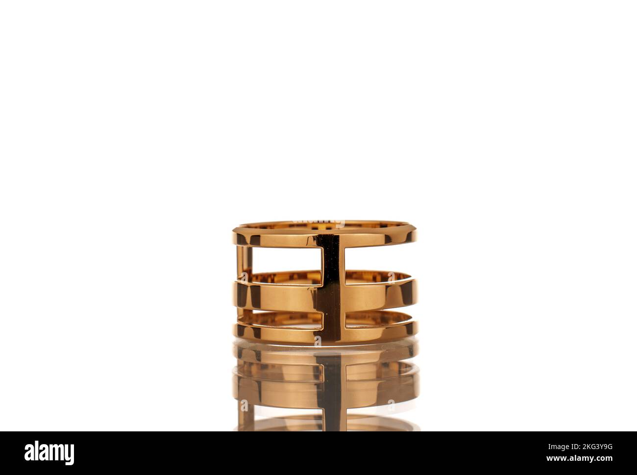 One gold ring, macro, isolated on white background Stock Photo - Alamy
