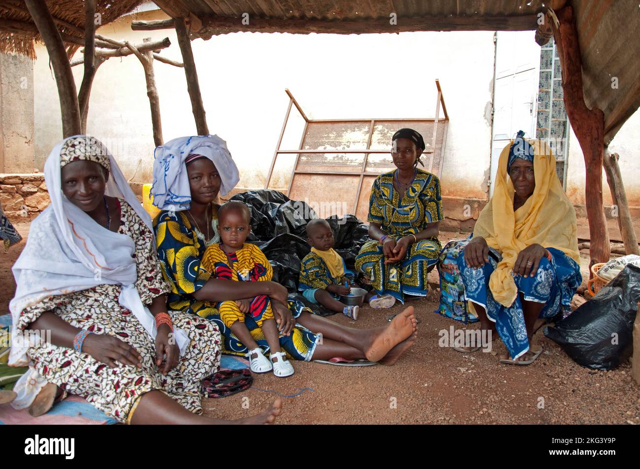 Women resting and chatting at Tangueta market, Atacora, Benin, Africa ...