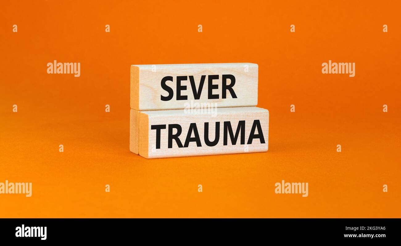 Sever trauma symbol. Concept words Sever trauma on wooden blocks ...