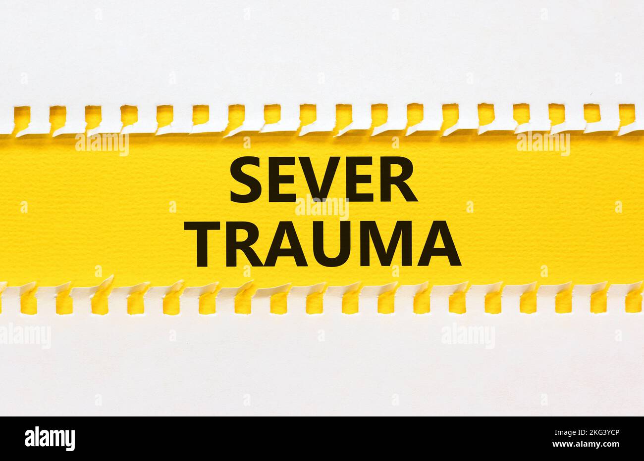 Sever trauma symbol. Concept words Sever trauma on yellow paper ...