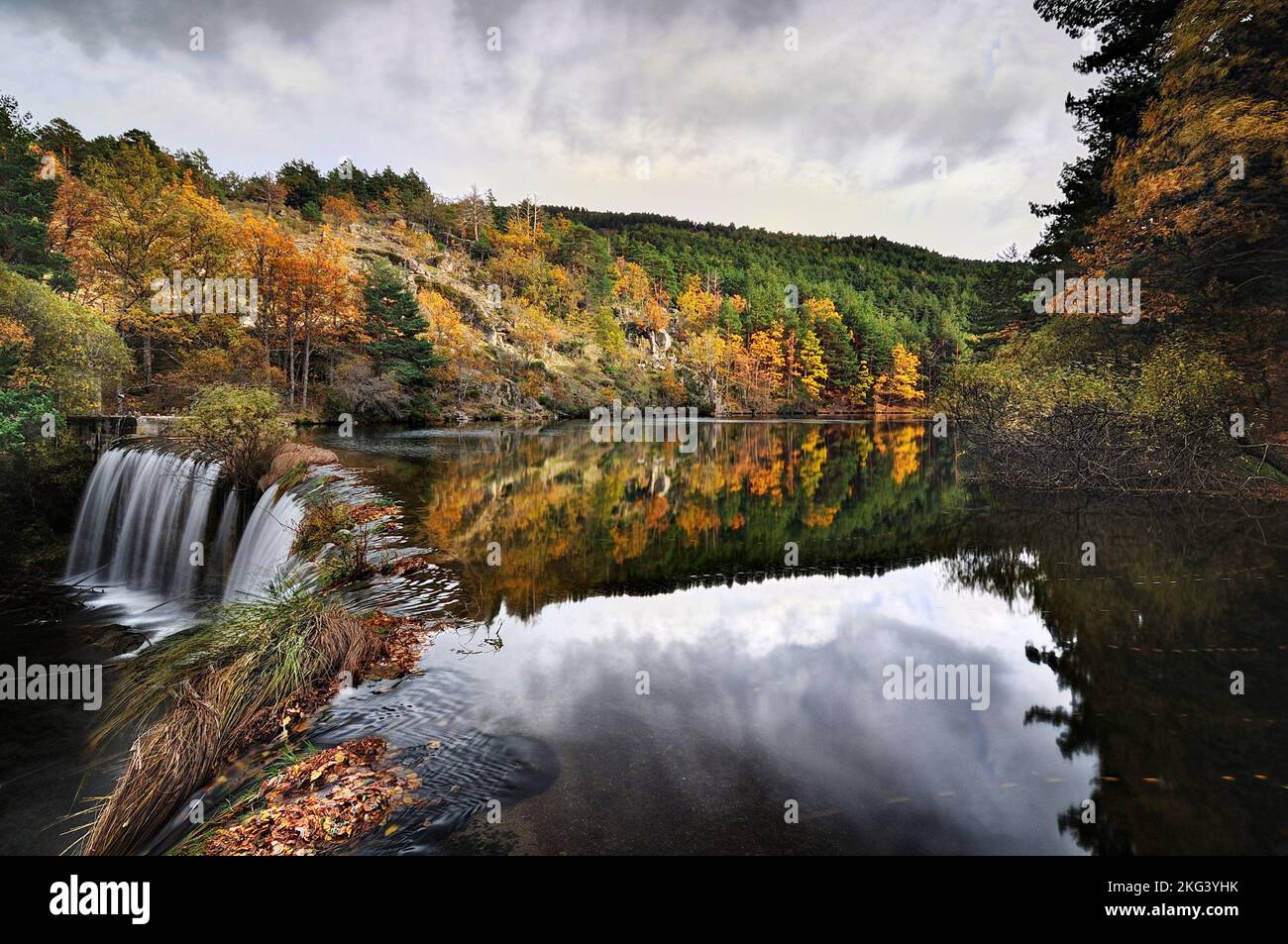 Stunning landscape with waterfall, dam, river and magical colors Stock ...