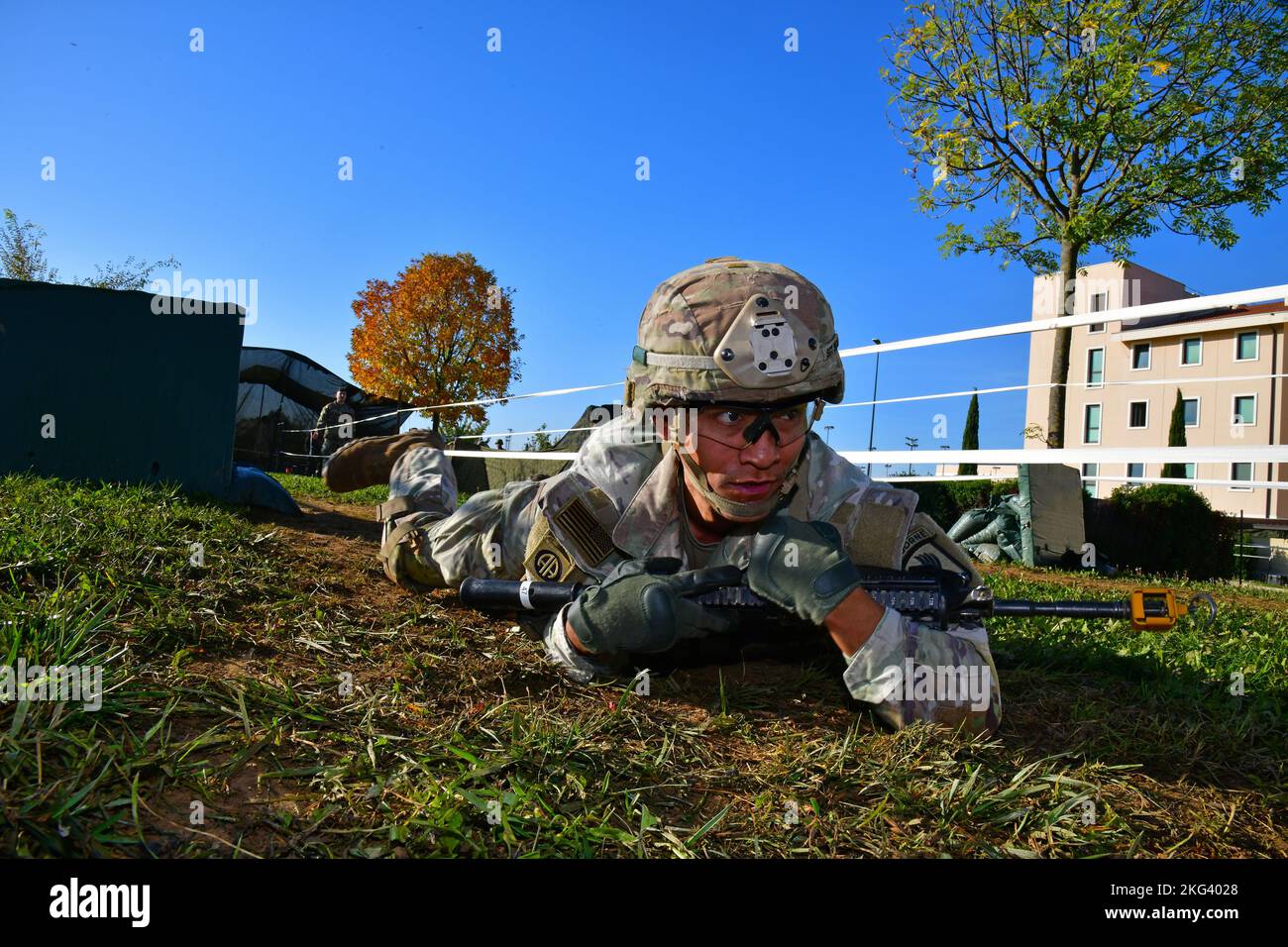 A U.S. Army Paratrooper assigned to the 173rd Airborne Brigade low ...