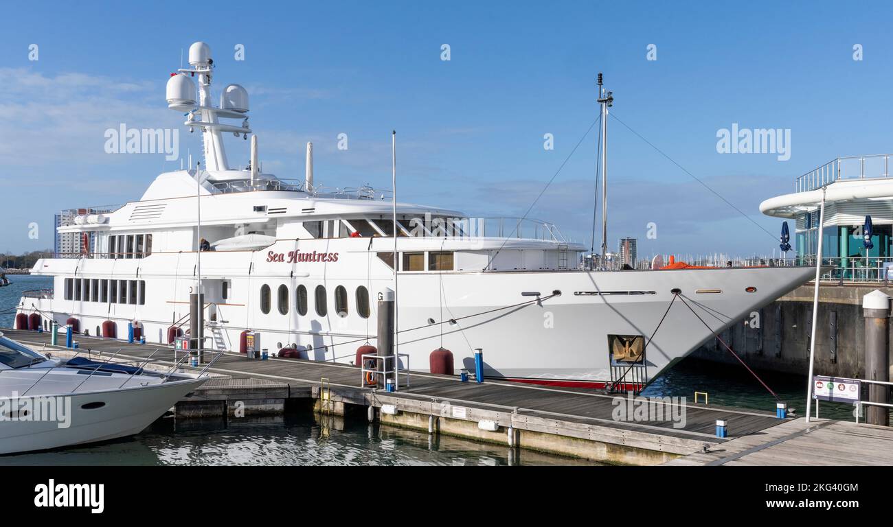 Sea Huntress Luxury Motor Yacht moored at Gunwharf Quays Marina ...