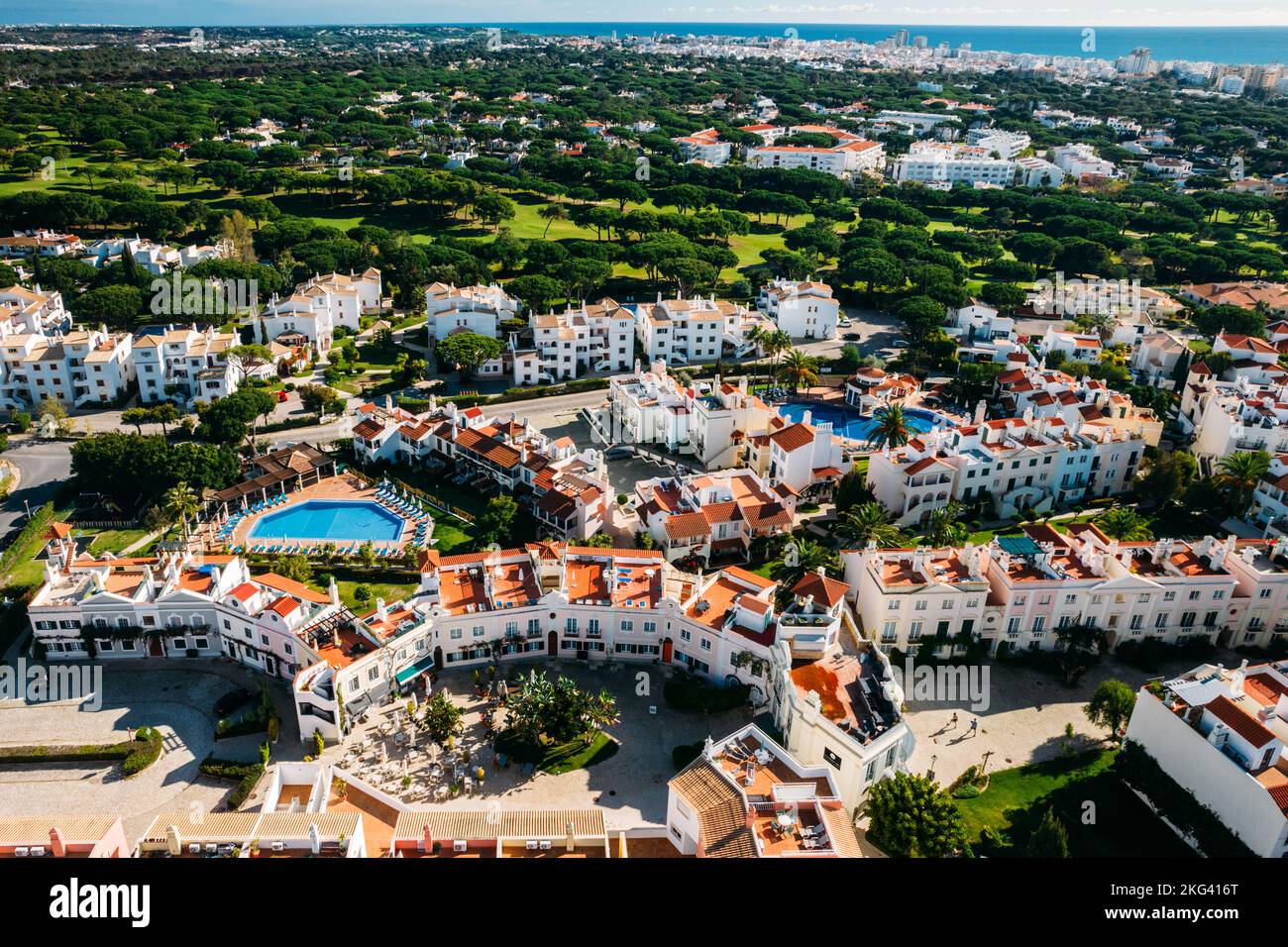 Aerial drone view of Old Village resort, a tranquil setting in The ...