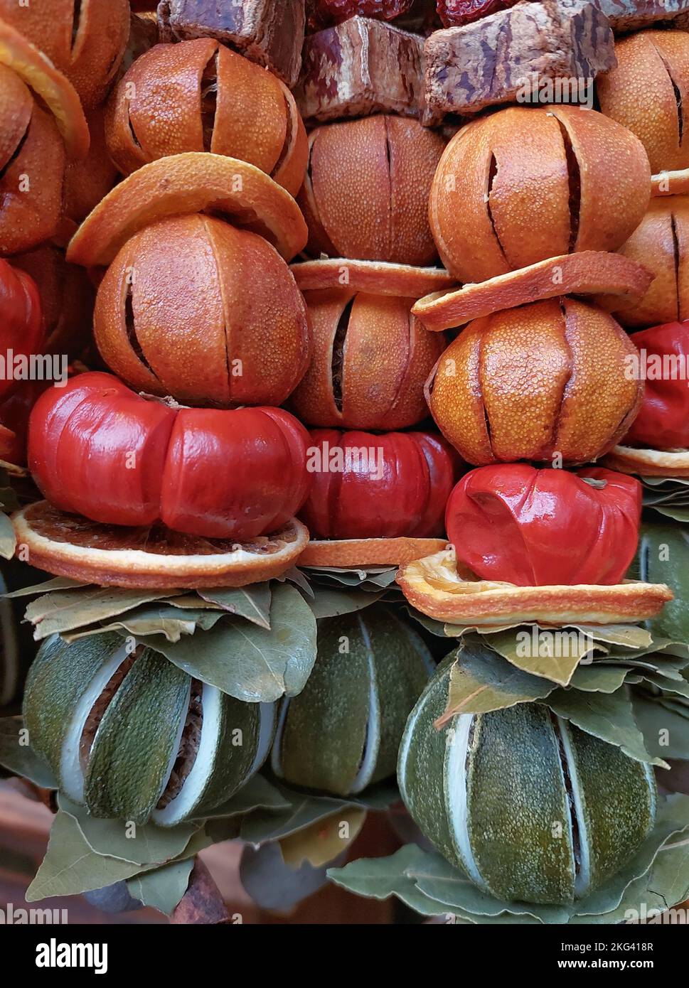 Christmas decoration made of fragrant dried strung fruits Stock Photo ...