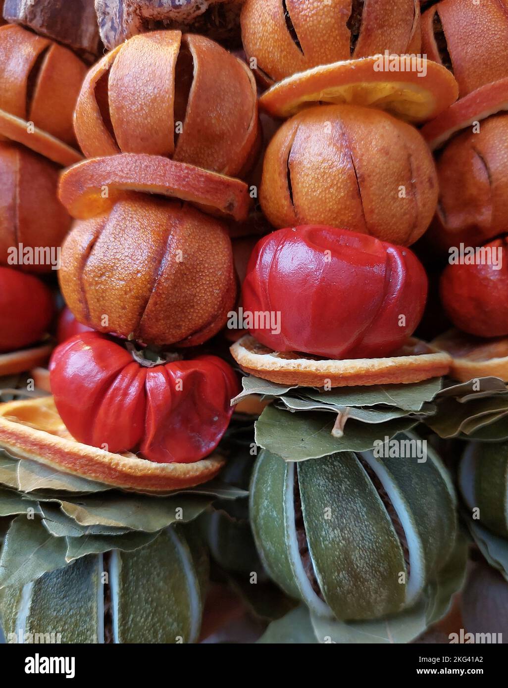 Christmas decoration made of fragrant dried strung fruits Stock Photo ...