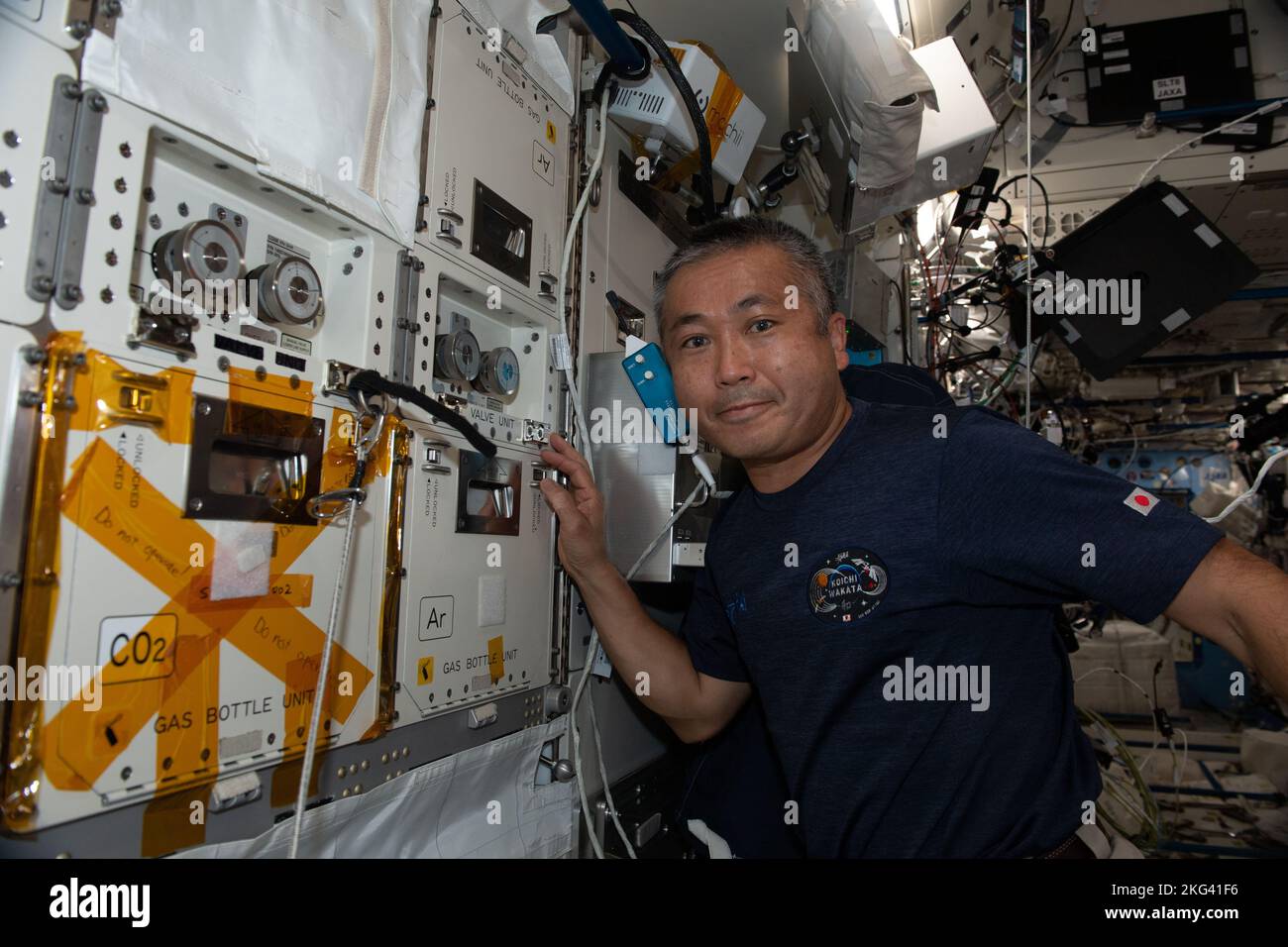 Expedition 68 Flight Engineer Koichi Wakata of JAXA switched an Argon ...