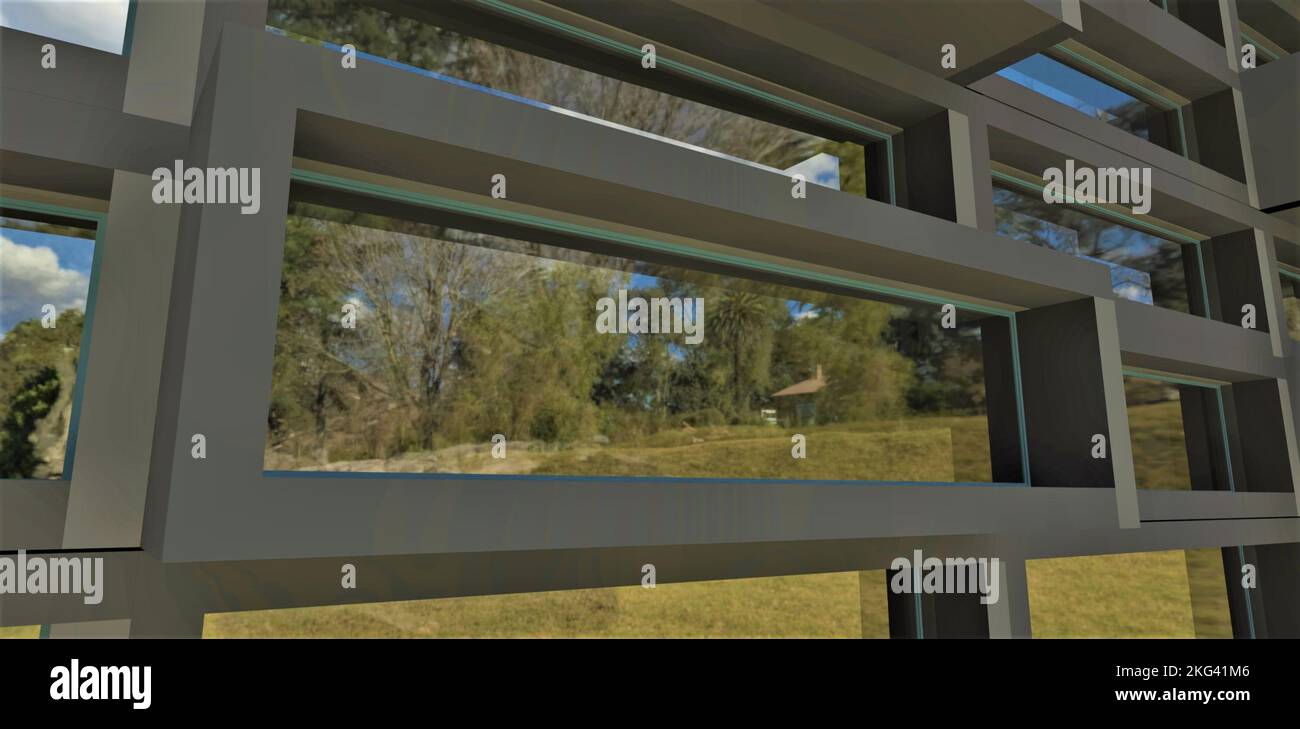 An architectural abstraction in the form of a brutal construction of ...