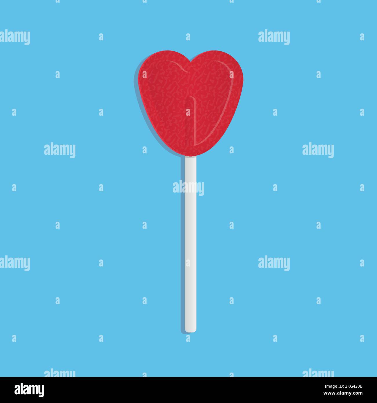Red heart shape lollipop. Blue background. Minimalist style. Vector ...