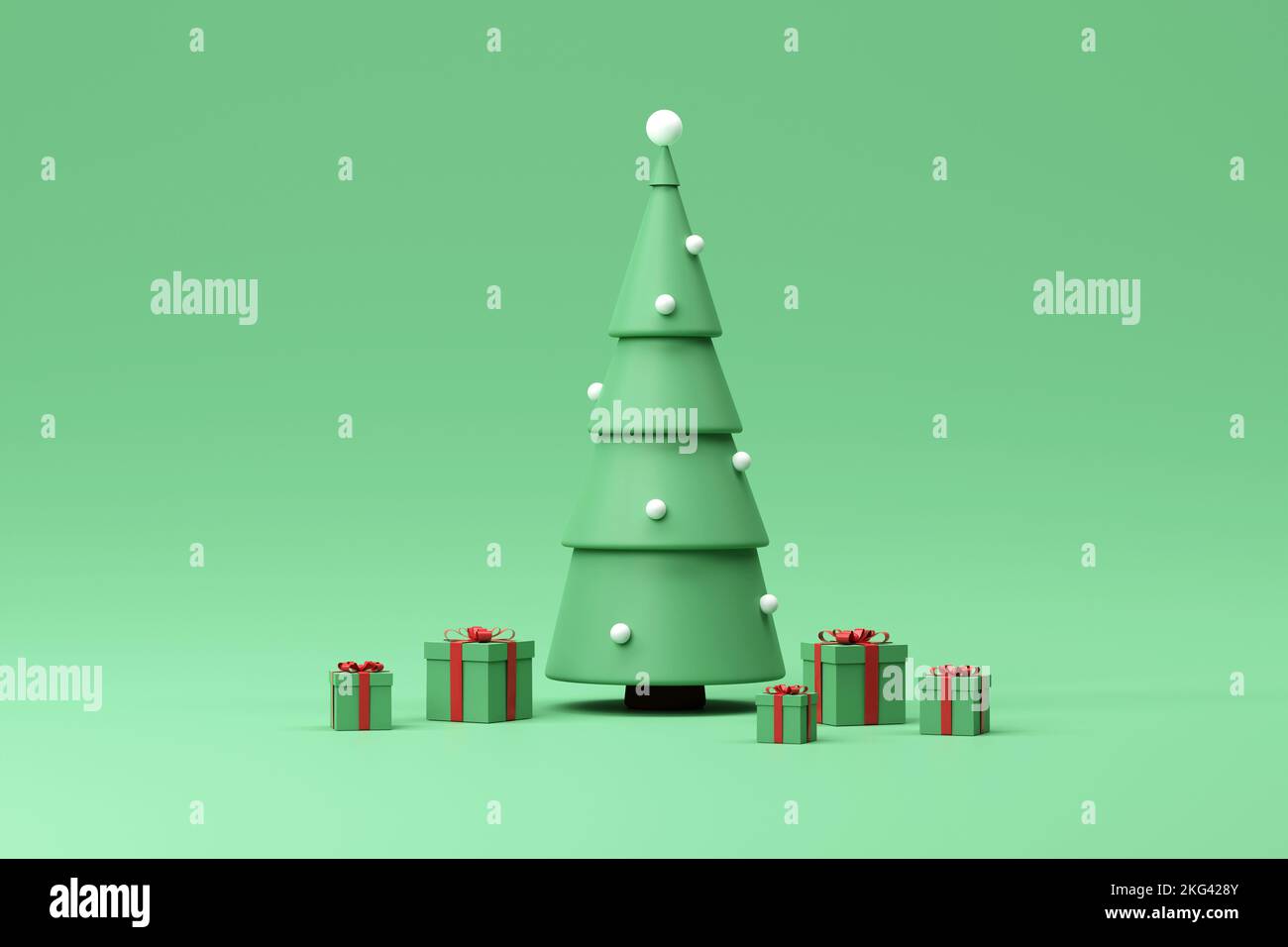 christmas gift boxes and tree - 3D render Stock Photo - Alamy