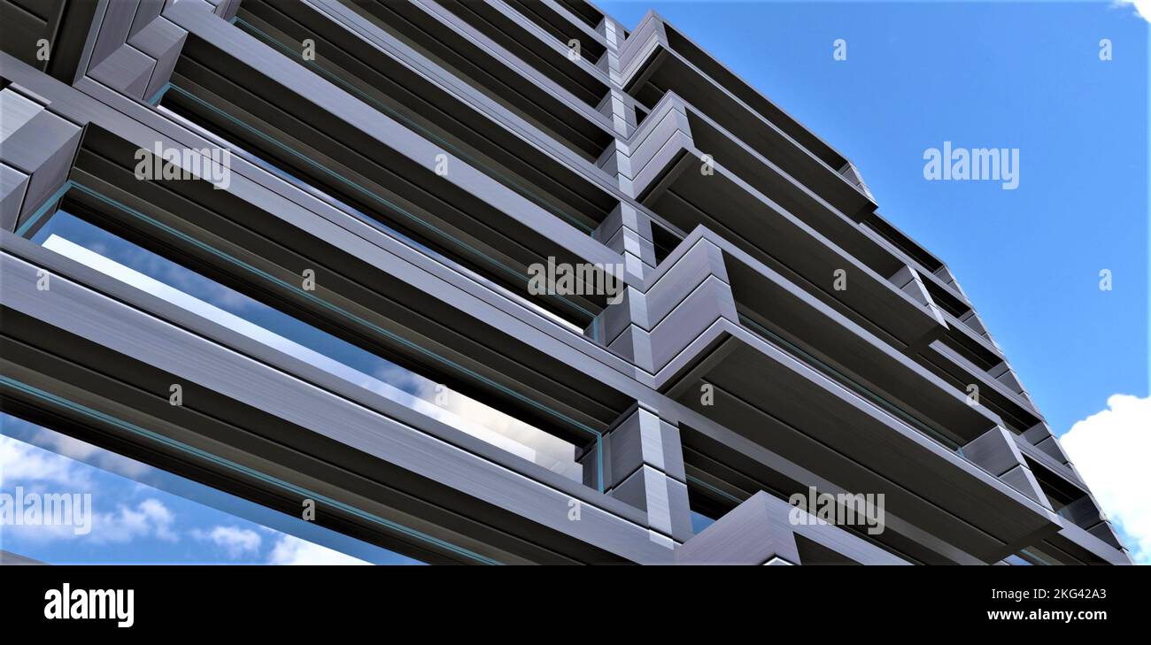 Stylish exterior design of a modern apartment building. Advanced ...