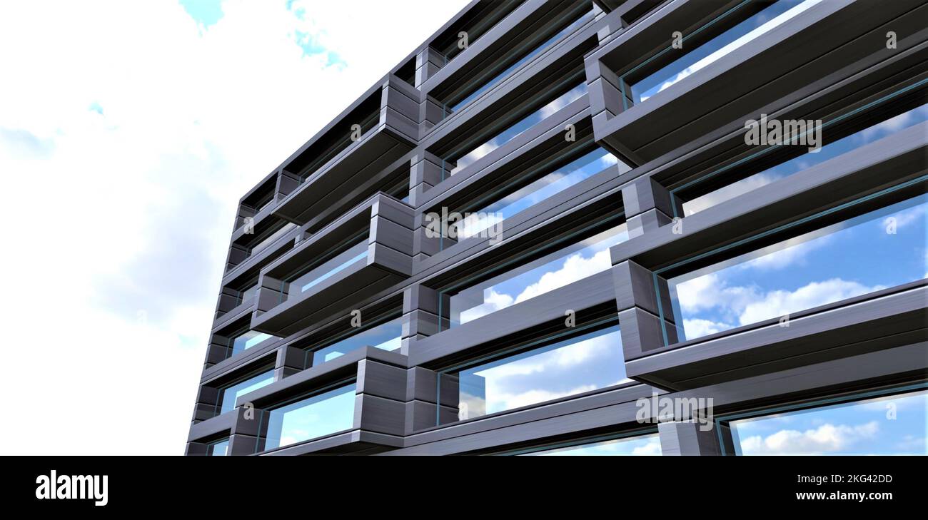 Individual design of the contemporary low-rise office with aluminium ...