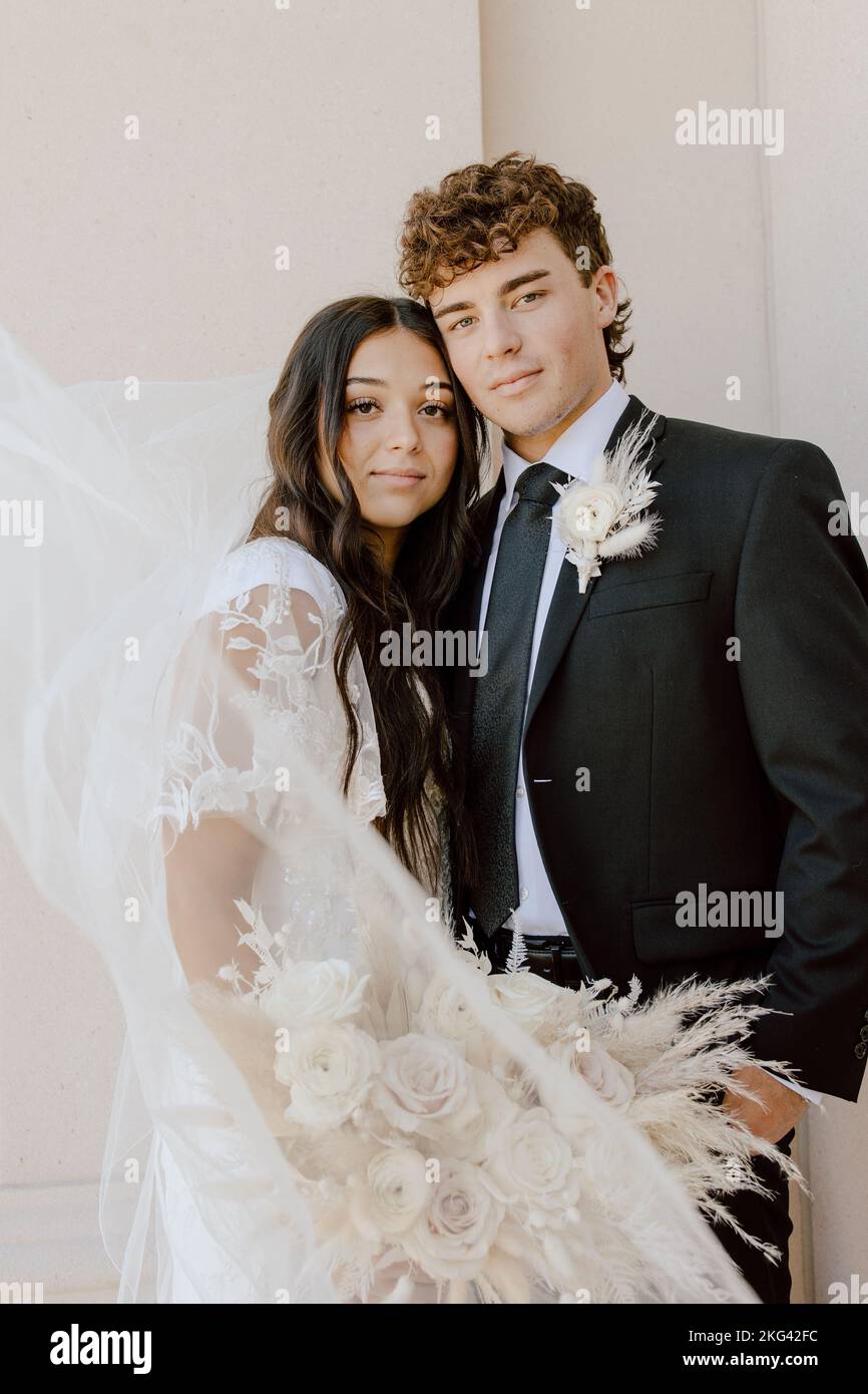 Boho Bridal Portraits, Couple Looking Stock Photo - Alamy