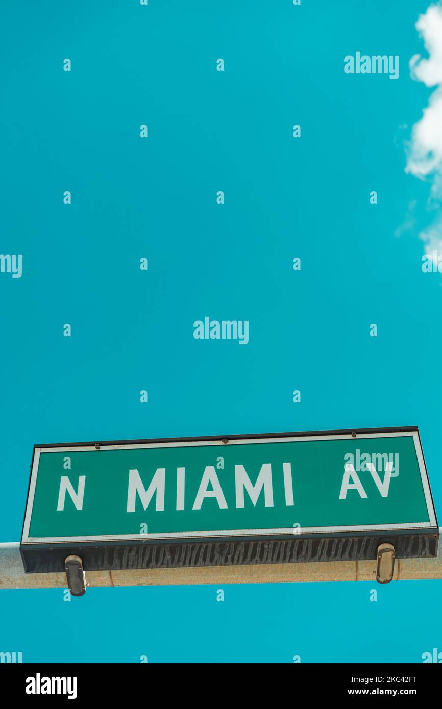 welcome to the sign miami av sky blue Stock Photo - Alamy