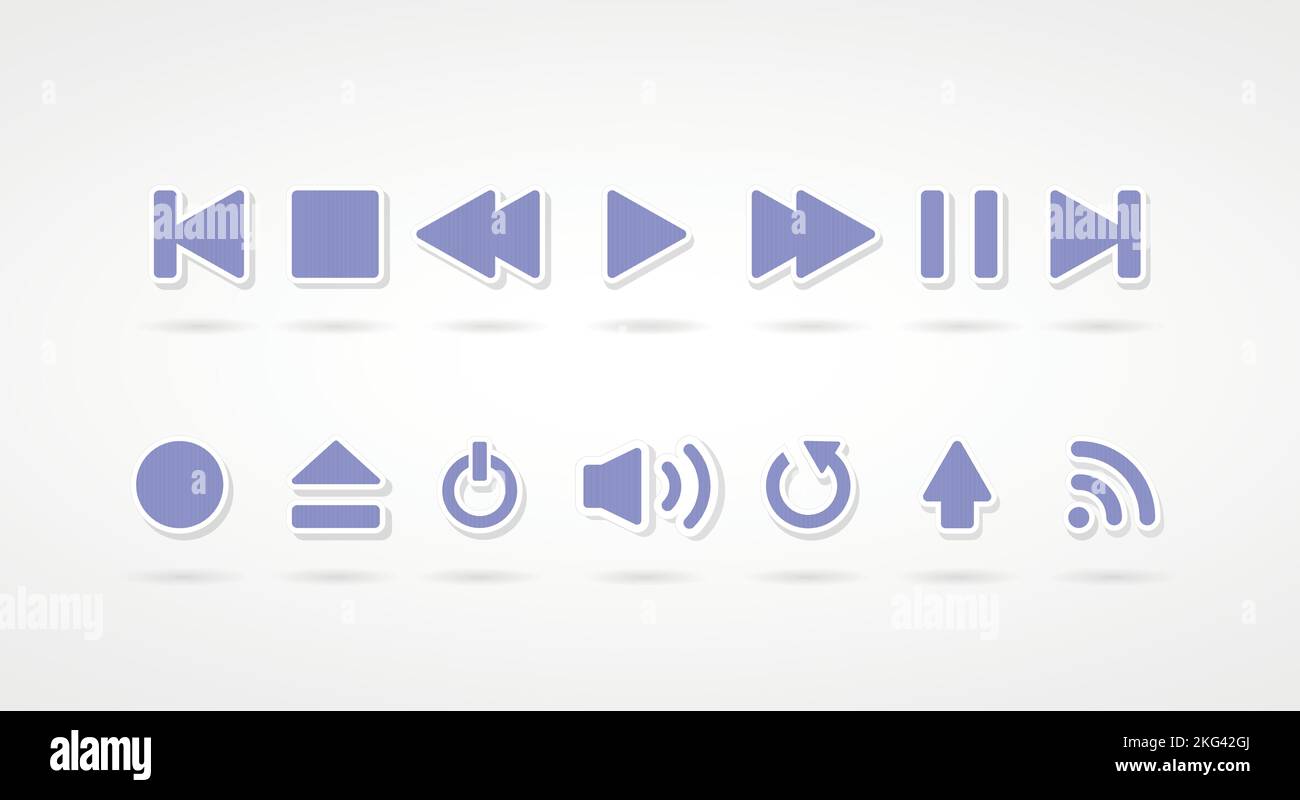Violet player icon set. Concept of music, control, buttons. Vector ...