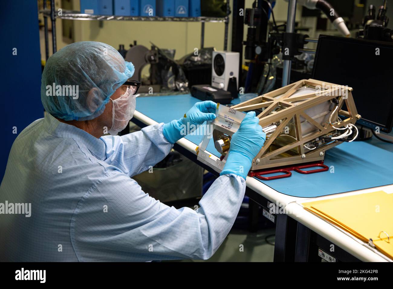PRIME-1 MSolo MLI Install. Engineers prepare the Mass Spectrometer ...