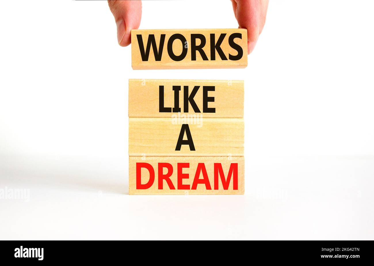 Works like a dream symbol. Concept words Works like a dream on wooden ...