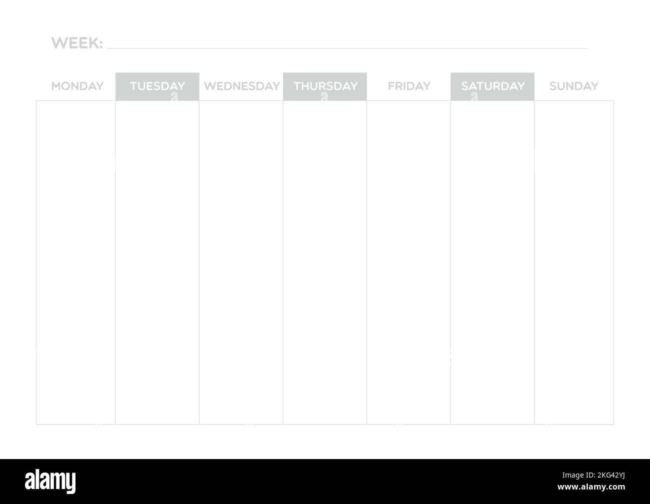 Weekly planner grey color. Columns. Printable template. Vector ...