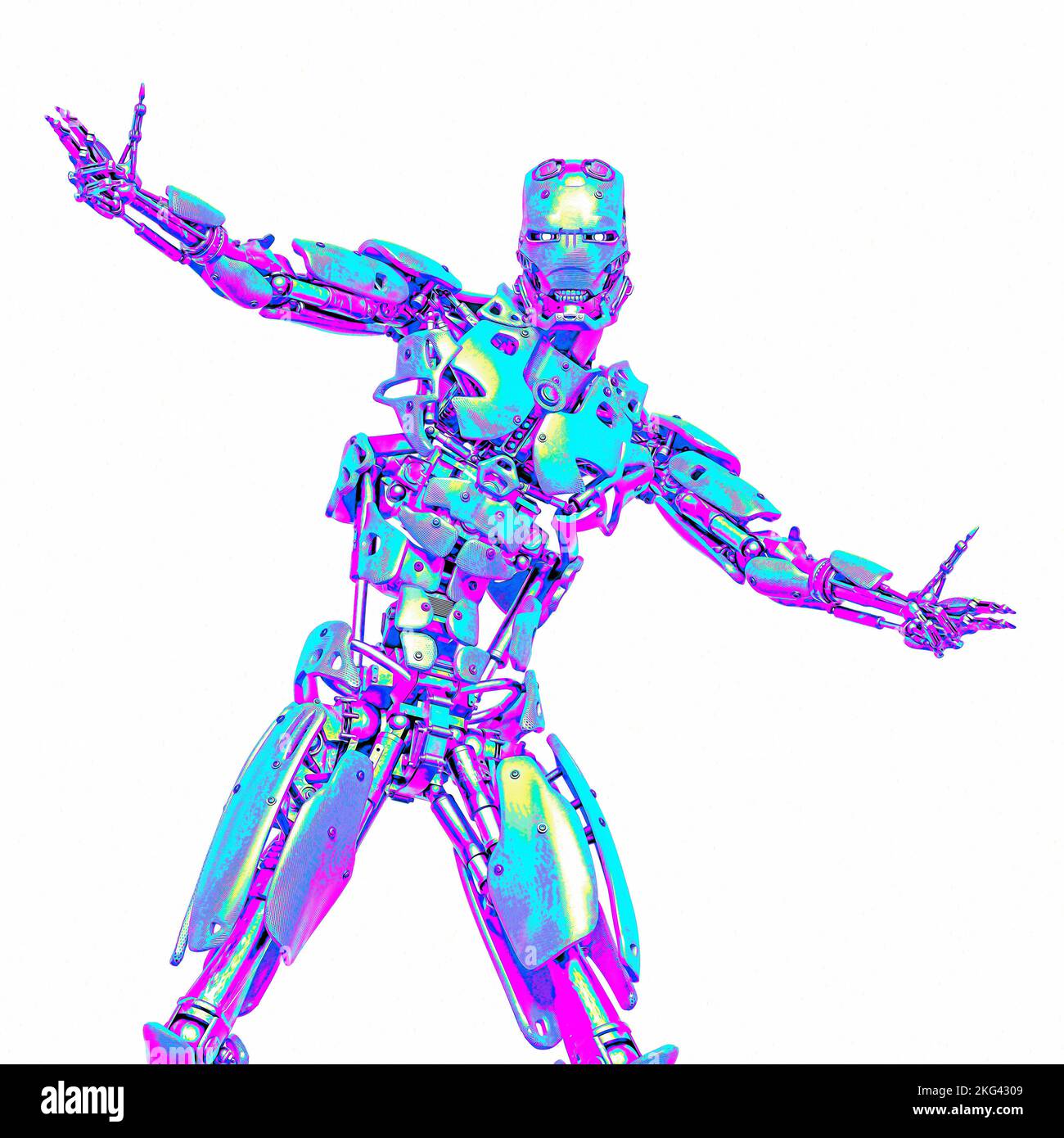 cyborg is with arms wide open, 3d illustration Stock Photo - Alamy