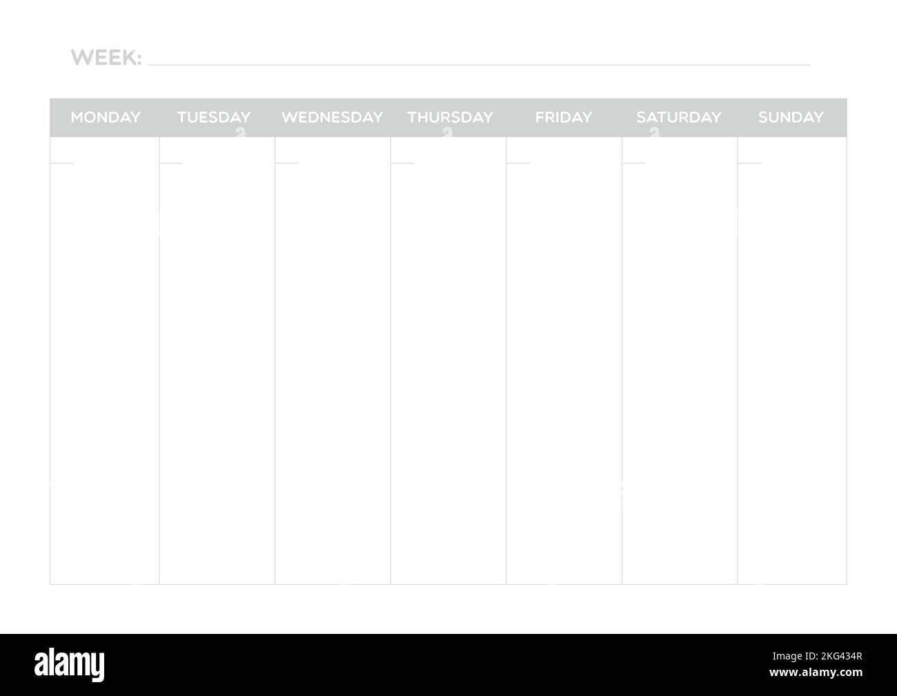 Weekly planner grey color. Printable template. Vector illustration ...