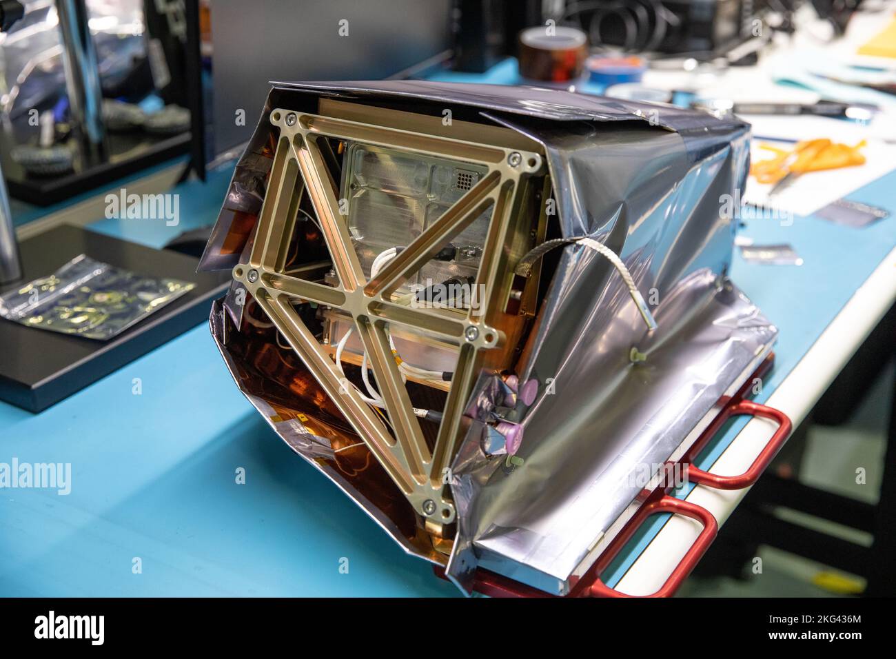 PRIME-1 MSolo MLI Install. Engineers install multilayer insulation (MLI) on the Mass ...