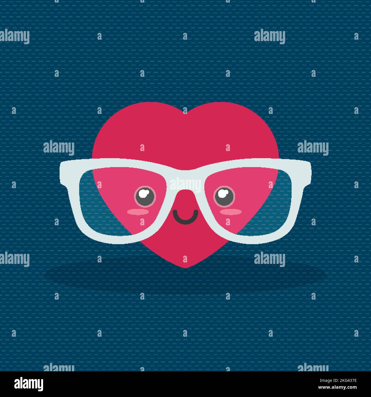 Nerdy heart with glasses on dark background. Concept of love. Vector ...