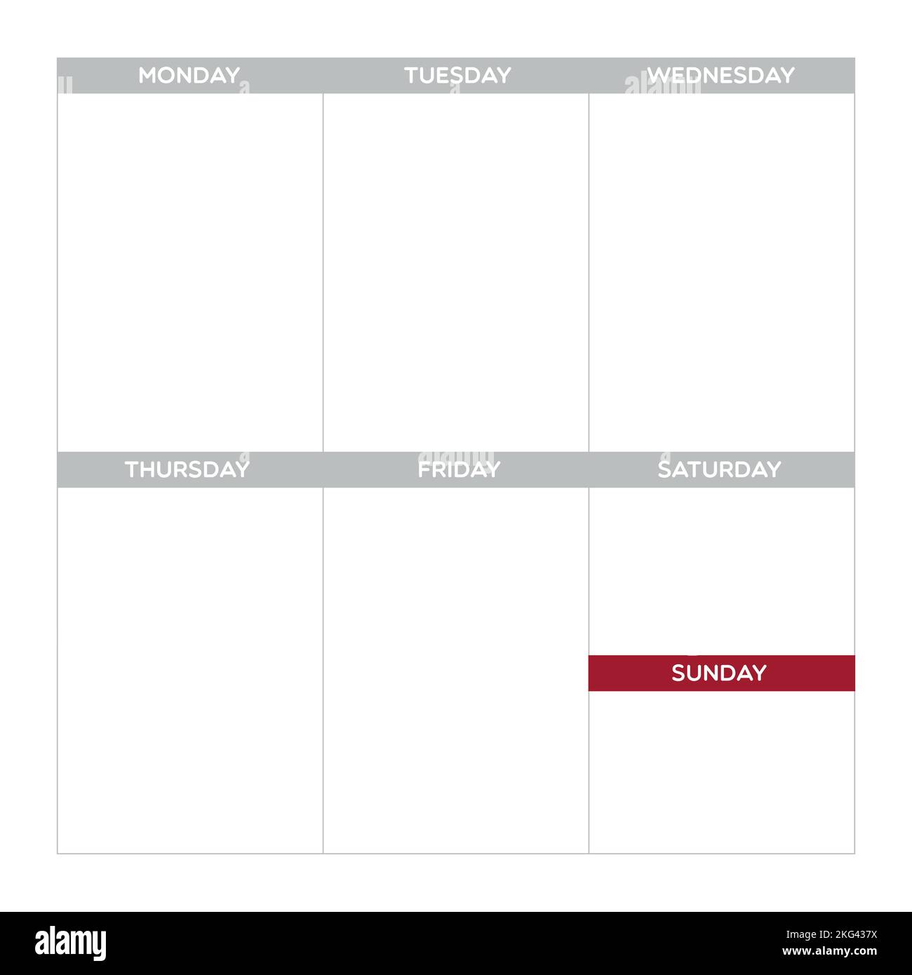 Weekly planner grey and red colors. Printable template. Vector ...